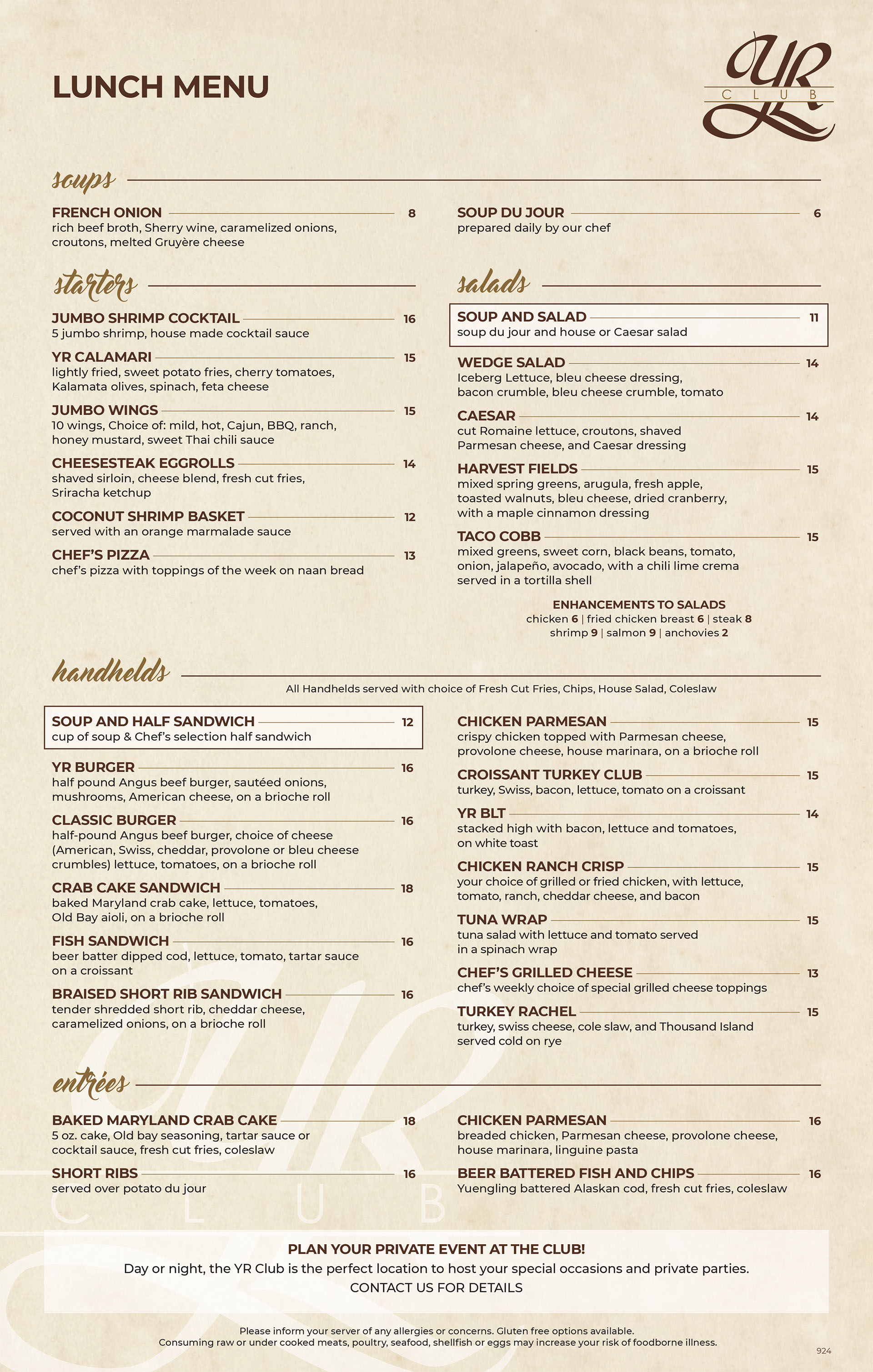 Menu - Berks County YR Club