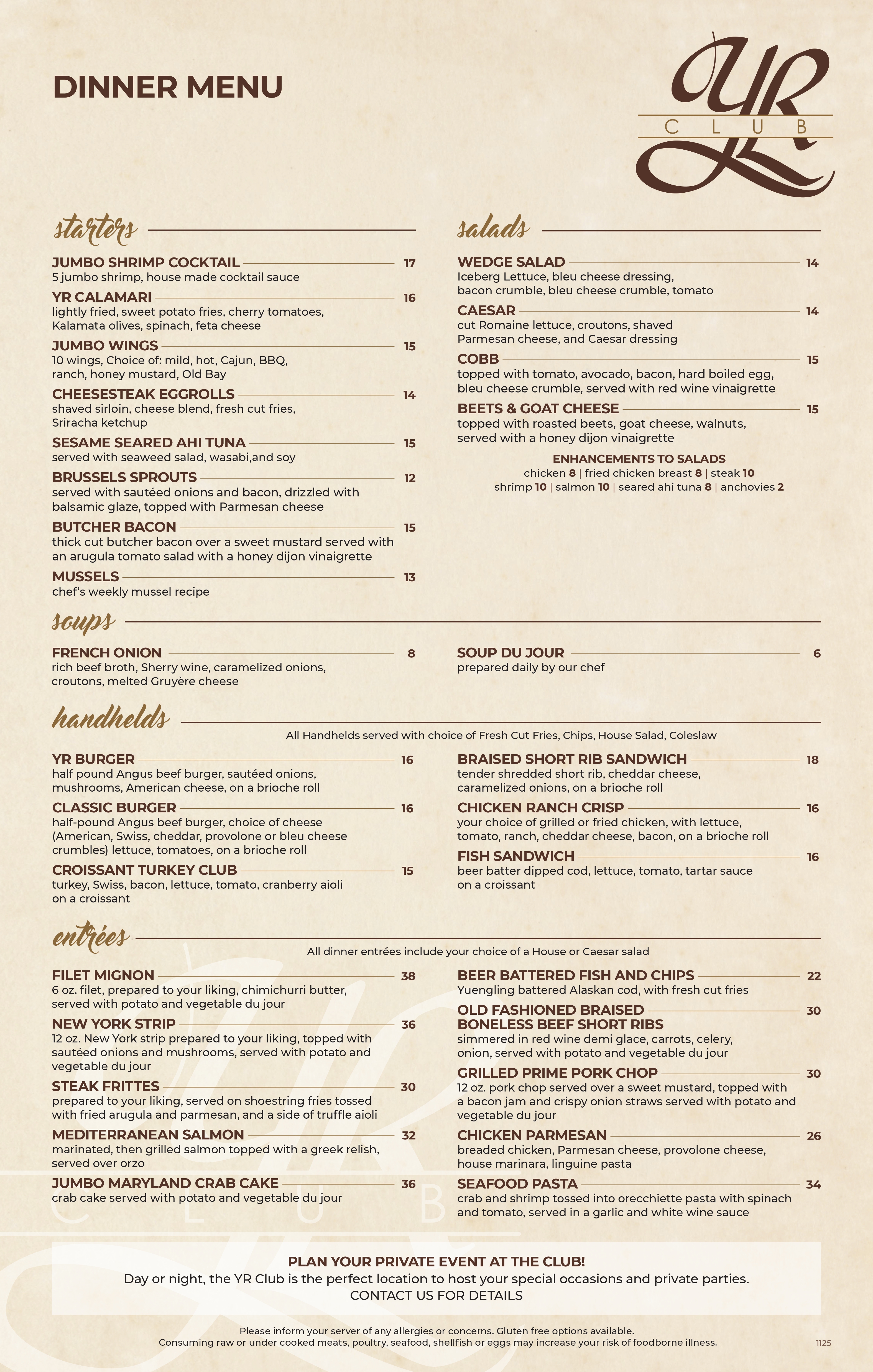 Menu - Berks County YR Club